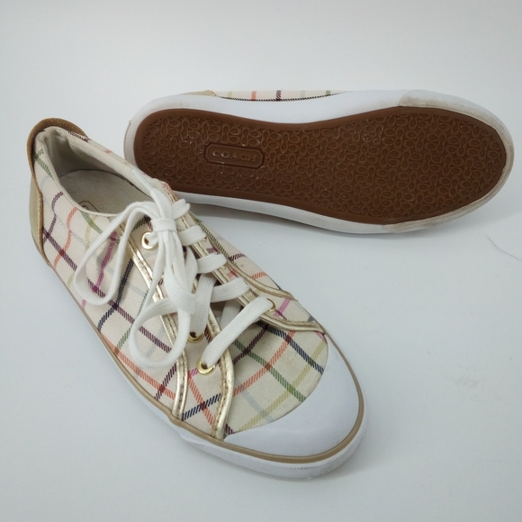 Coach | Shoes | Coach Barrett 222 Collection Tattersall Plaid Gold ...